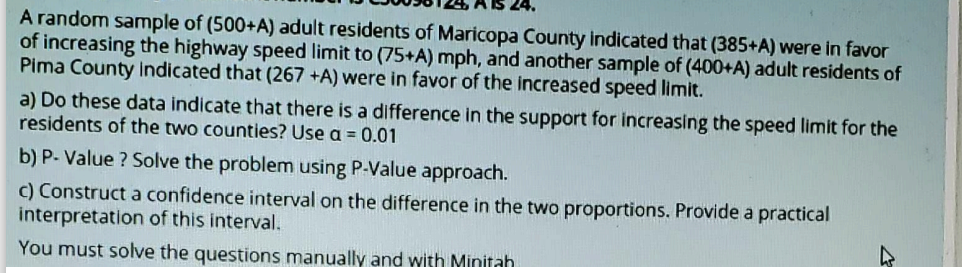 Solved A random sample of (500+A) adult residents of | Chegg.com