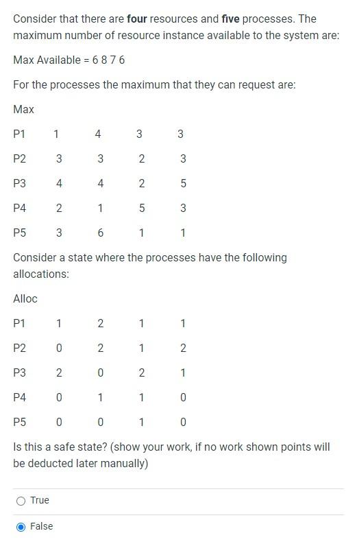 Solved Consider that there are four resources and five | Chegg.com