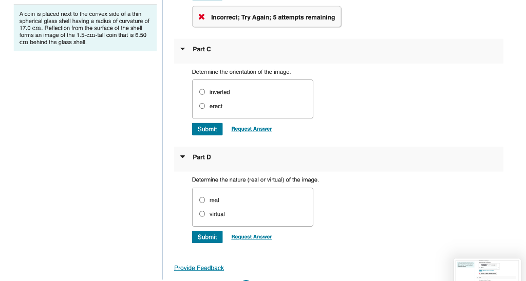 Solved Part A Where is the coin located? A coin is placed | Chegg.com