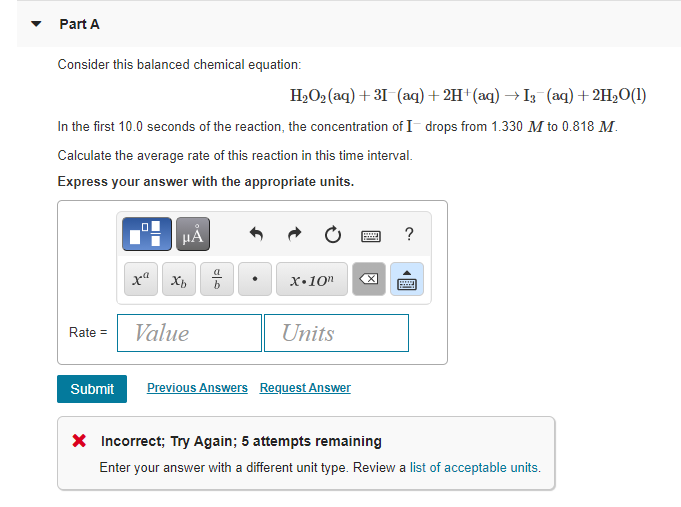 Solved Part A Consider this balanced chemical equation: H2O2 | Chegg.com