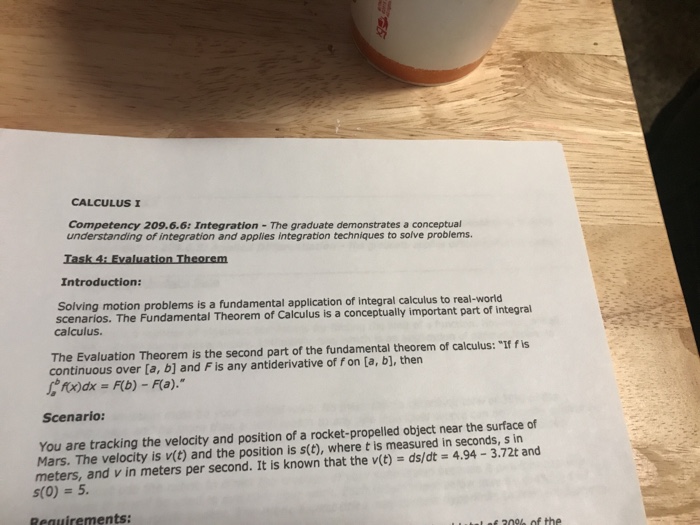 Solved CALCULUS I Competency 209.6.6:Integration The | Chegg.com