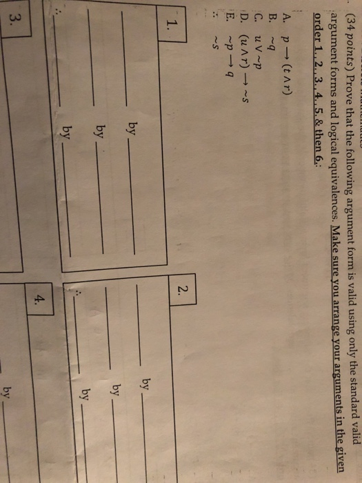 Solved (34 points) Prove that the following argument form is | Chegg.com
