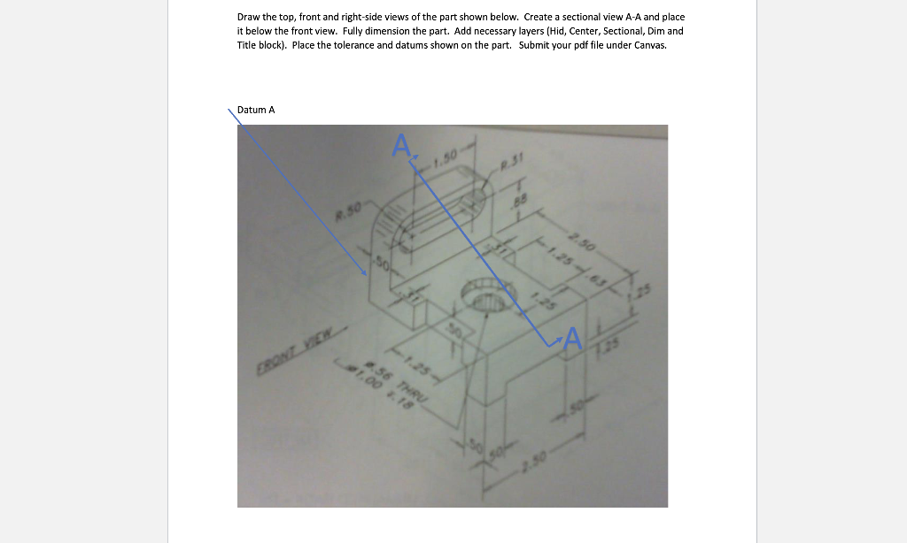 Solved Draw the top, front and right-side views of the part | Chegg.com