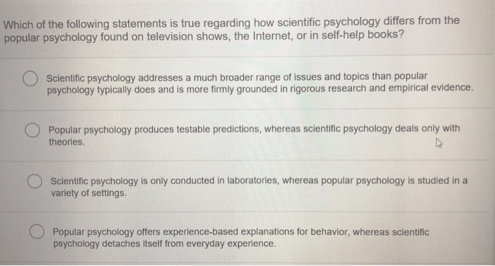 Solved What distinguishes scientific psychology from | Chegg.com