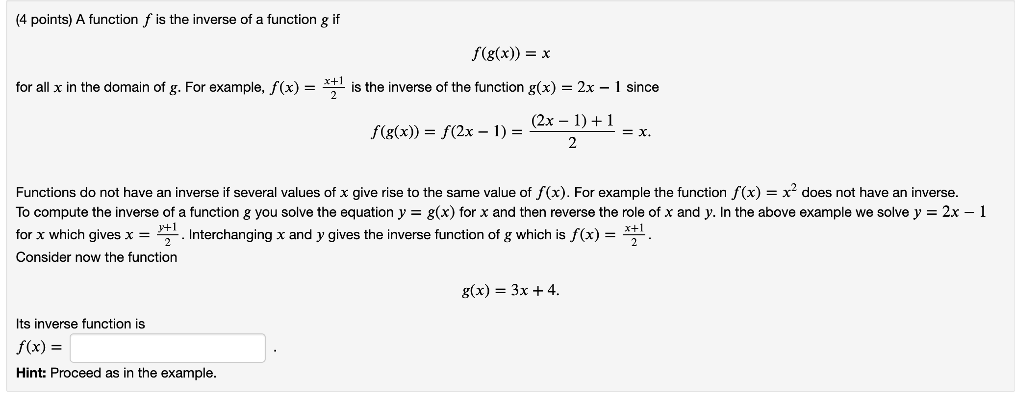 Solved (4 points) Suppose f(x)=x2+1 and g(x)=x+1 Then A. | Chegg.com