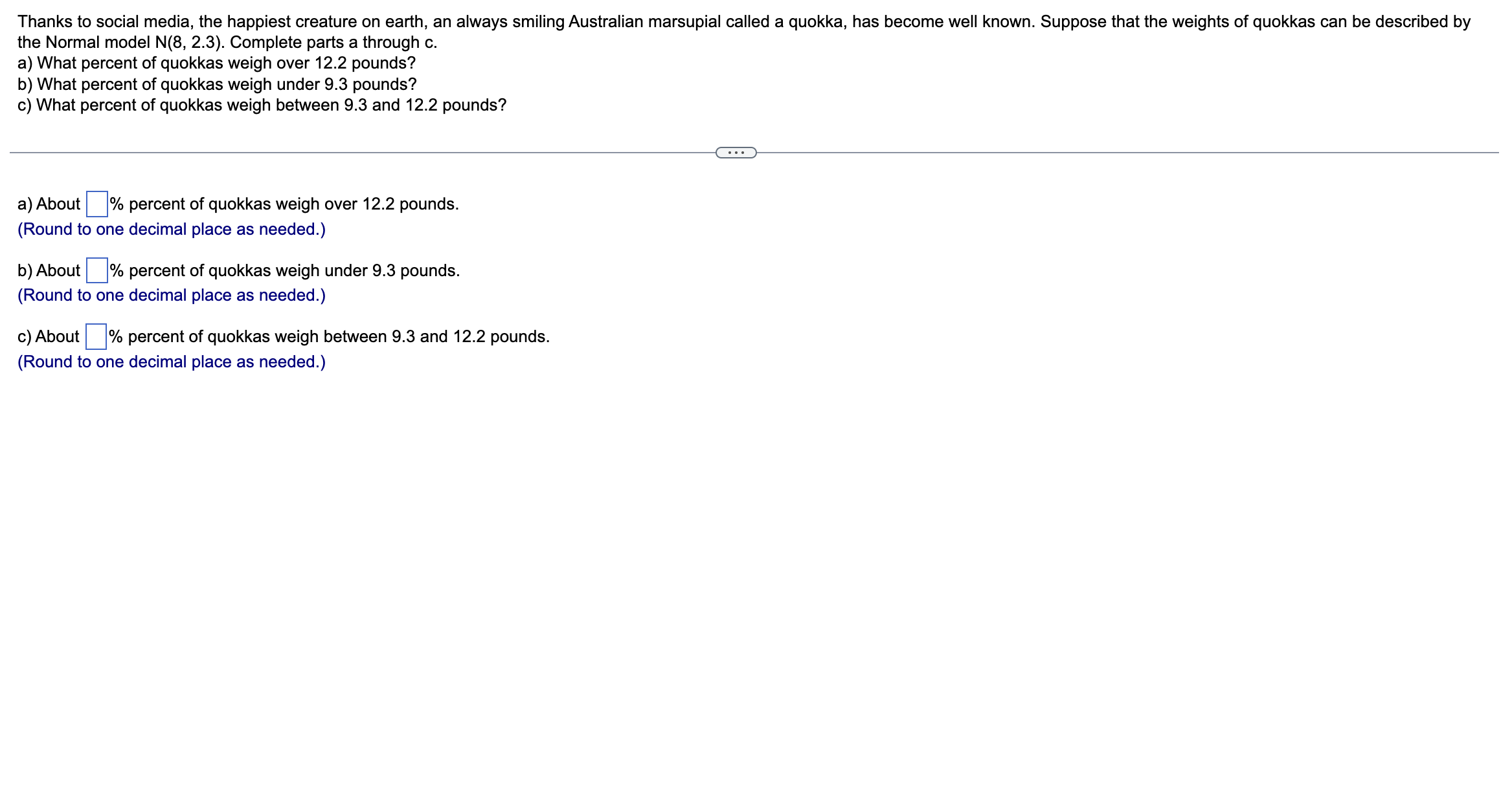 Solved the Normal model N(8,2.3). Complete parts a through | Chegg.com