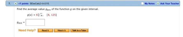 Solved Find the average value g_ave of the function g on the | Chegg.com