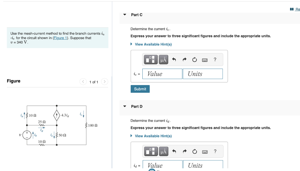Solved Determine the current ic. Use the mesh-current method | Chegg.com