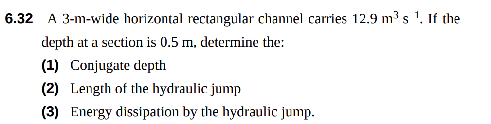 Solved 5.32 A 3-m-wide horizontal rectangular channel | Chegg.com