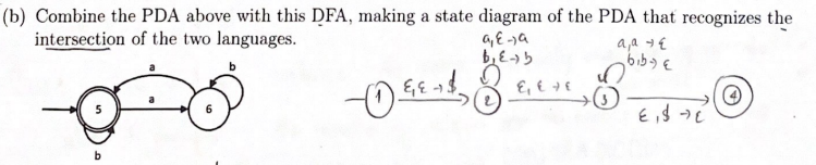 Solved combine these two DFA and PDA making a PDA that | Chegg.com