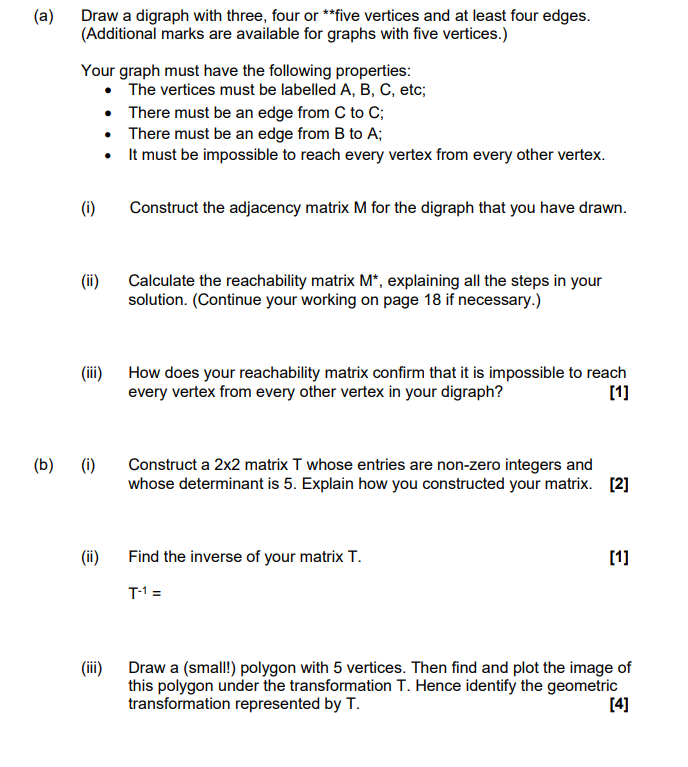 Solved (a) Draw a digraph with three, four or **five | Chegg.com