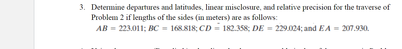 3. Determine departures and latitudes, linear | Chegg.com