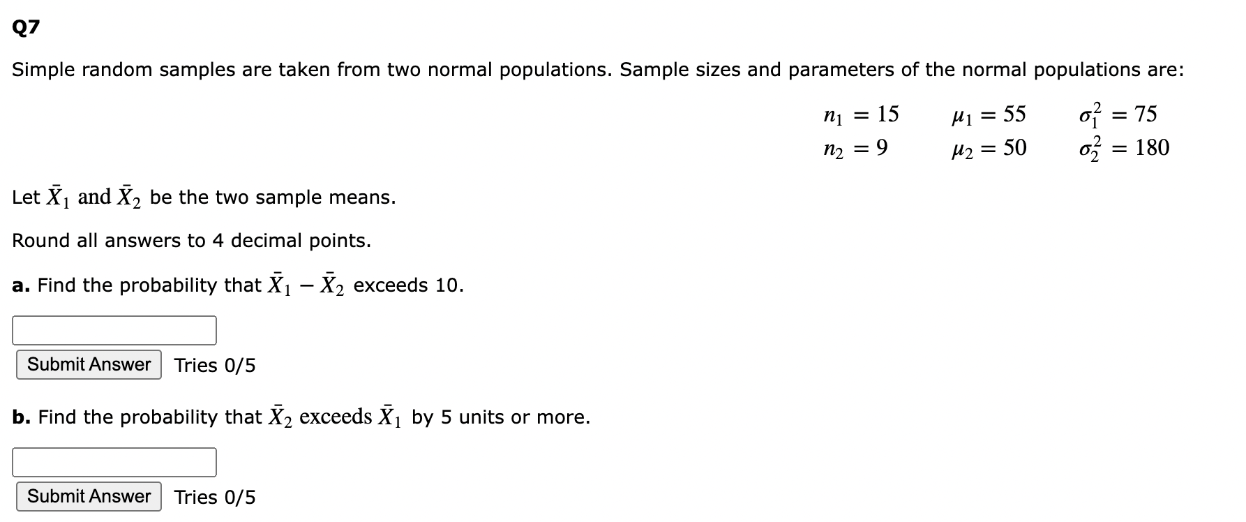Solved Simple random samples are taken from two normal | Chegg.com