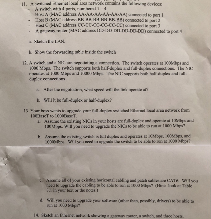 Solved 11. A switched Ethernet local area network contains | Chegg.com
