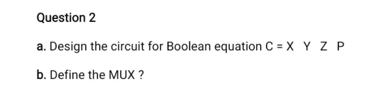 Solved Question 2 a. Design the circuit for Boolean equation | Chegg.com
