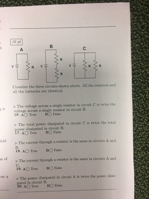 Solved 10 pt Consider the three circuits shown above. All | Chegg.com
