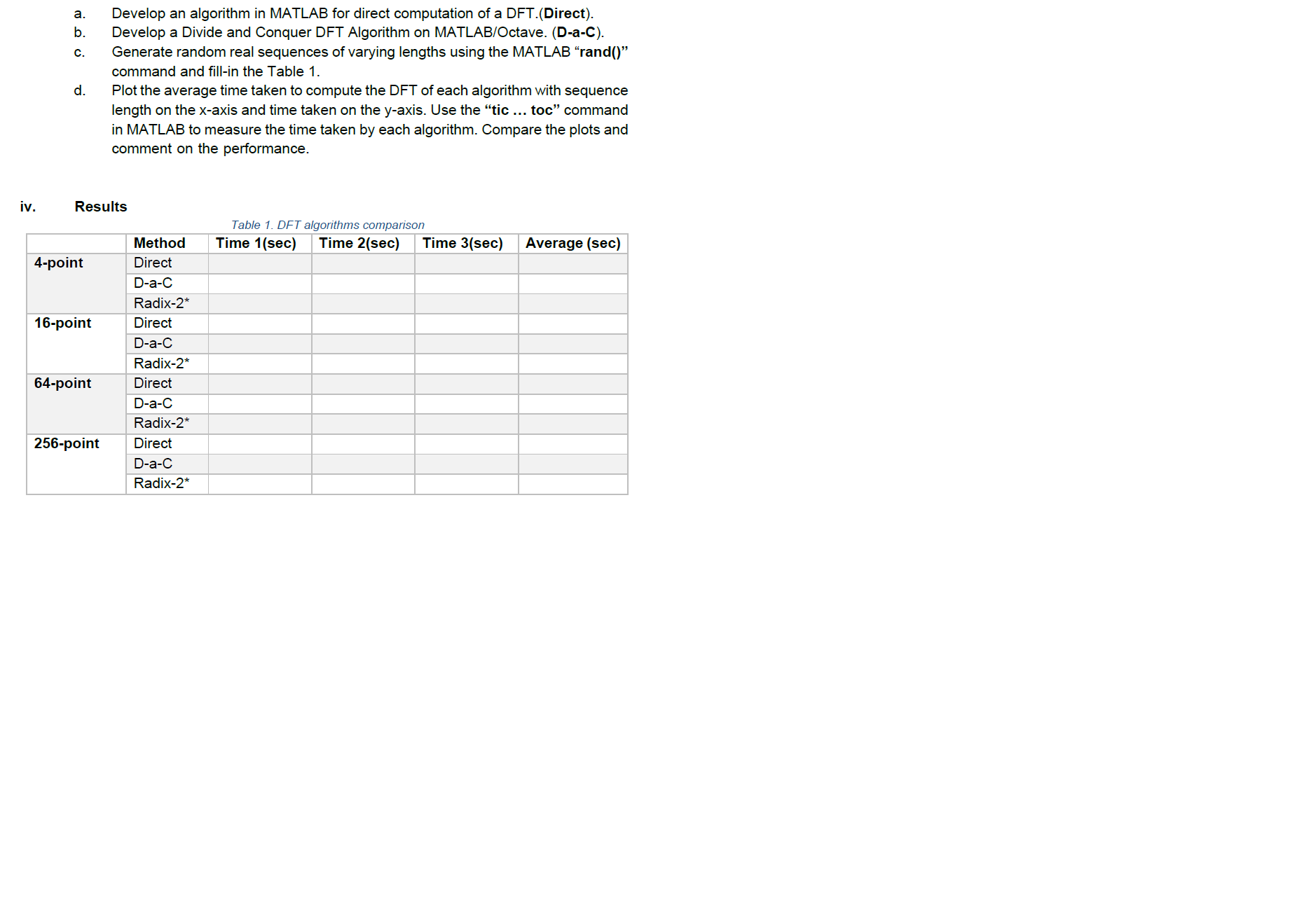 Solved a. Develop an algorithm in MATLAB for direct | Chegg.com