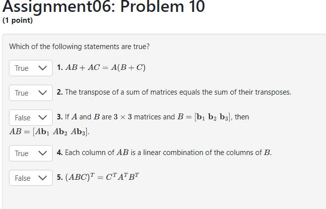 Solved Assignment06: Problem 10 (1 point) Which of the | Chegg.com