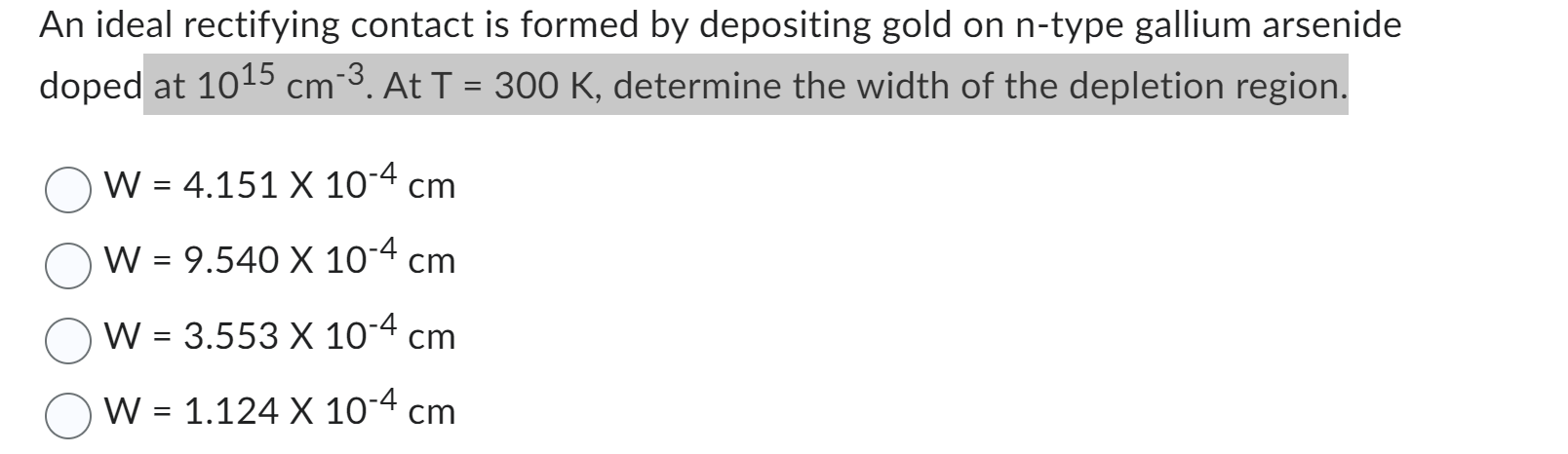 Solved An ideal rectifying contact is formed by depositing | Chegg.com
