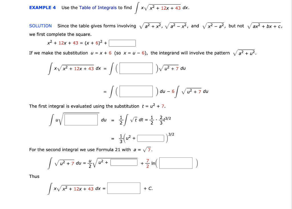 Solved EXAMPLE 4 Use the Table of Integrals to find sx XV x2 | Chegg.com