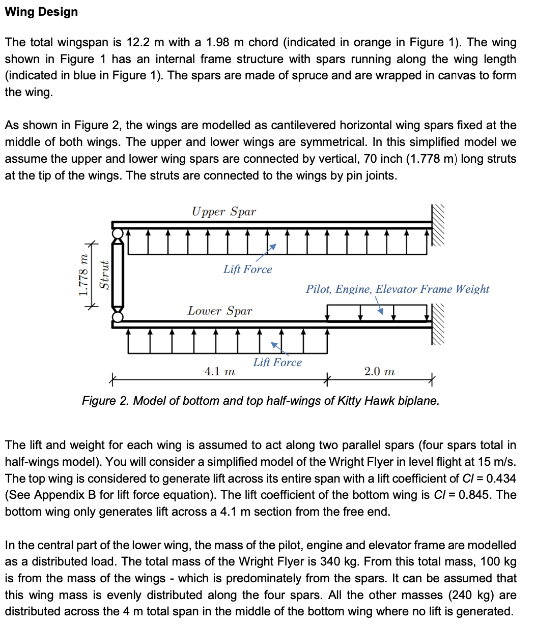 Solved Wing Design The total wingspan is 12.2 m with a 1.98 | Chegg.com
