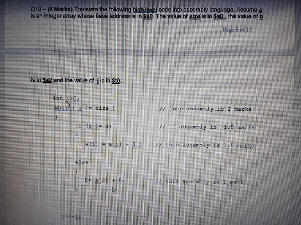 Solved Q19- (6 Marks) Translate the following high level | Chegg.com