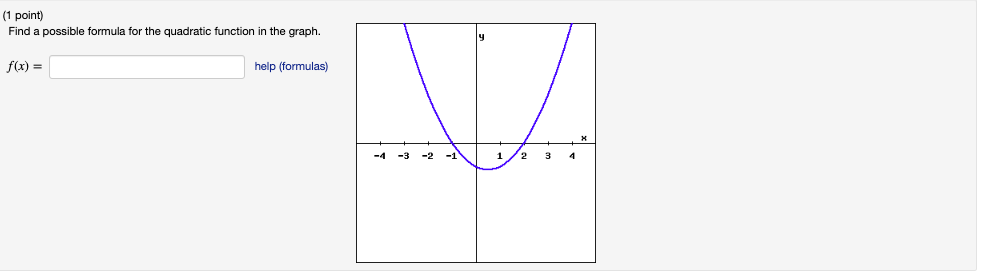 Solved (1 point) Find a possible formula for the quadratic | Chegg.com