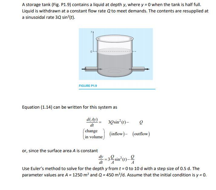 Solved A storage tank (Fig. P1.9) contains a liquid at depth | Chegg.com