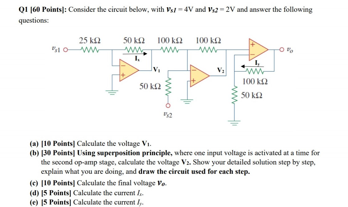 Solved Q1 [60 Points]: Consider the circuit below, with Vs1 | Chegg.com