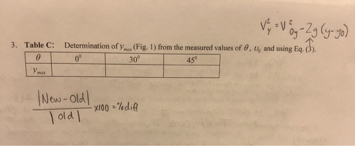 Solved Projectile motion lab, complete data table B and C | Chegg.com