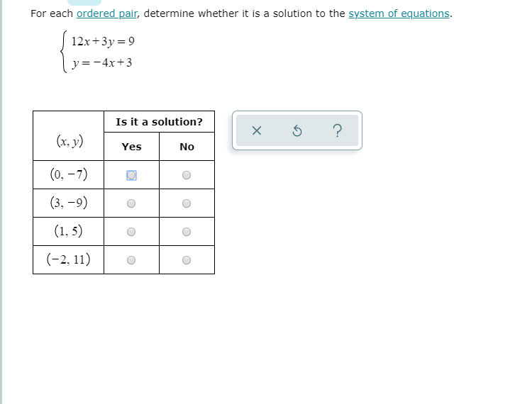 Solved For each ordered pair, determine whether it is a | Chegg.com
