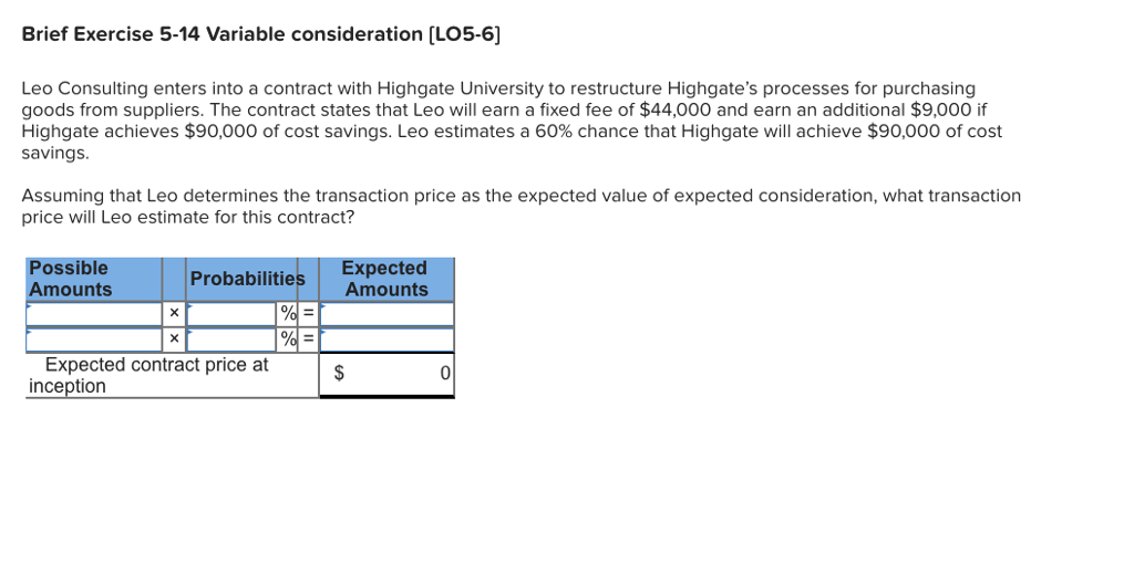 Solved Brief Exercise 5-14 Variable consideration [LO5-6] | Chegg.com
