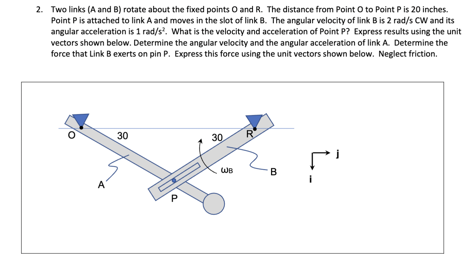 Solved Two links ( A and B ) rotate about the fixed points O | Chegg.com