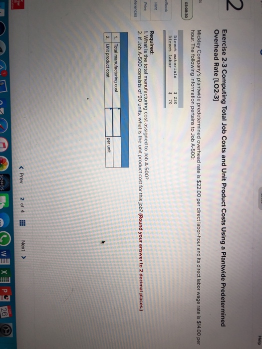 Solved Help 2 Exercise 2-3 Computing Total Job Costs and | Chegg.com Solved Help 2 Exercise 2-3 Computing Total Job Costs and | Chegg.com