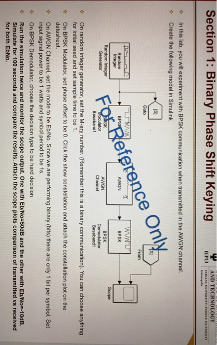 Section 1: Binary Phase Shift Keying RPAND THD In | Chegg.com