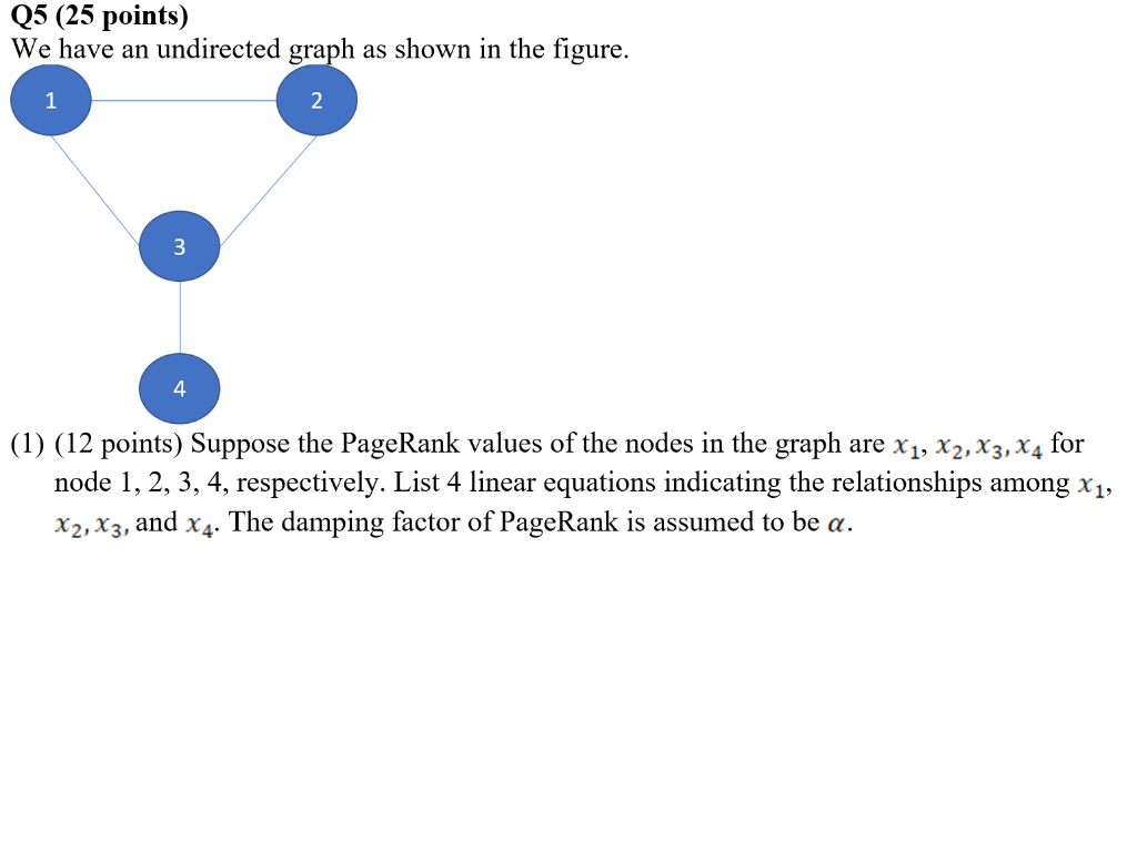 Solved Q5 (25 points) We have an undirected graph as shown | Chegg.com