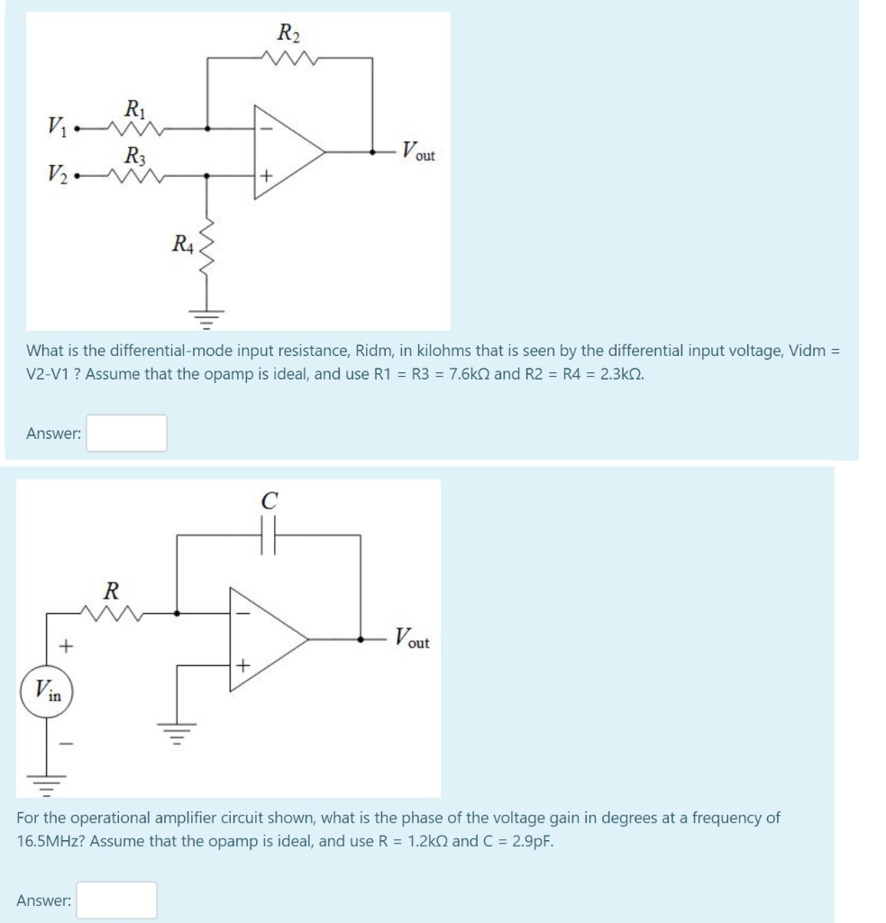 Solved R2 R1 R3 Vout 12. R4 What is the differential-mode | Chegg.com