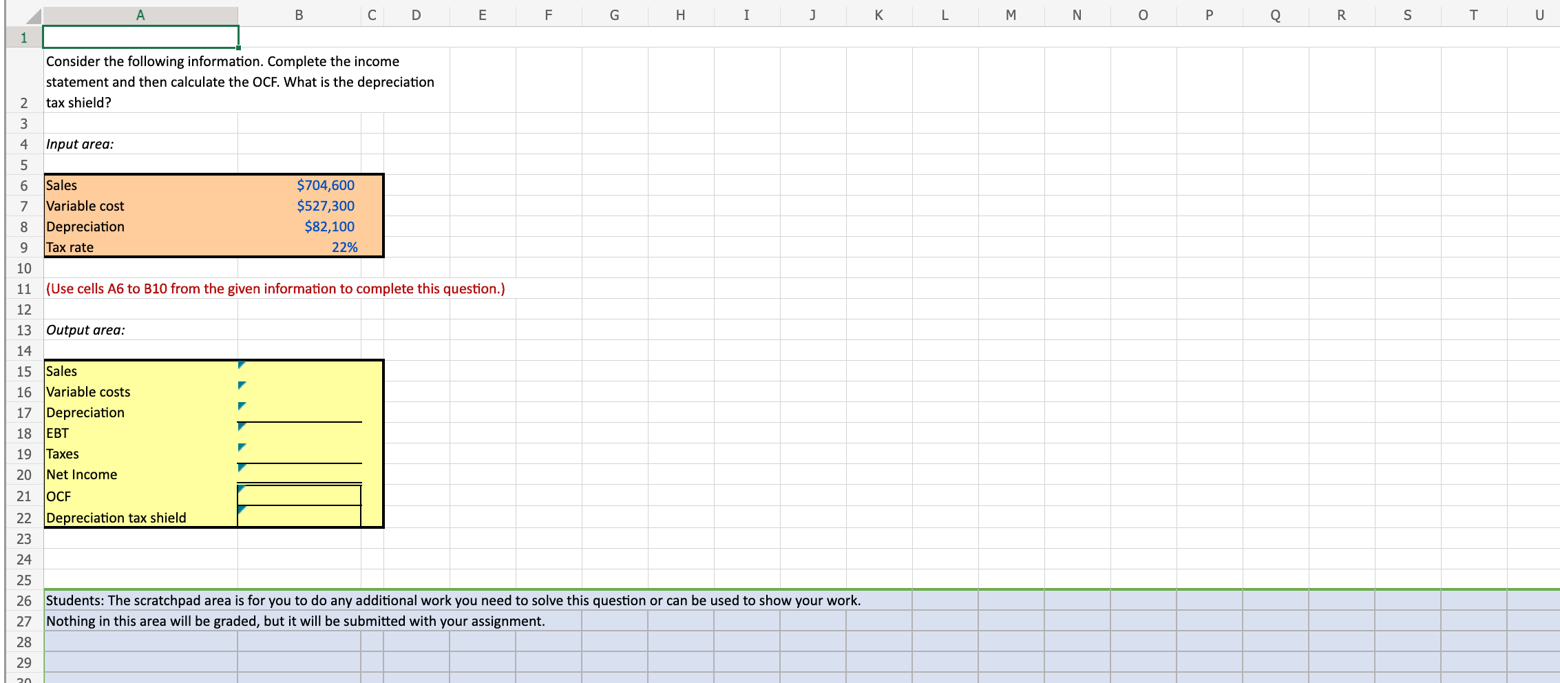 Solved (Use cells A6 to B10 from the given information to | Chegg.com