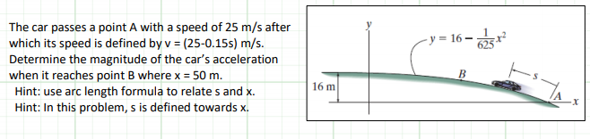 Solved The car passes a point A with a speed of 25 m/s after | Chegg.com