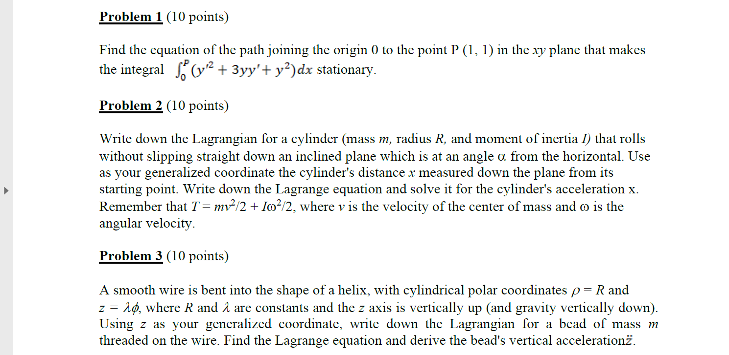 Solved Problem 1 (10 points) Find the equation of the path | Chegg.com