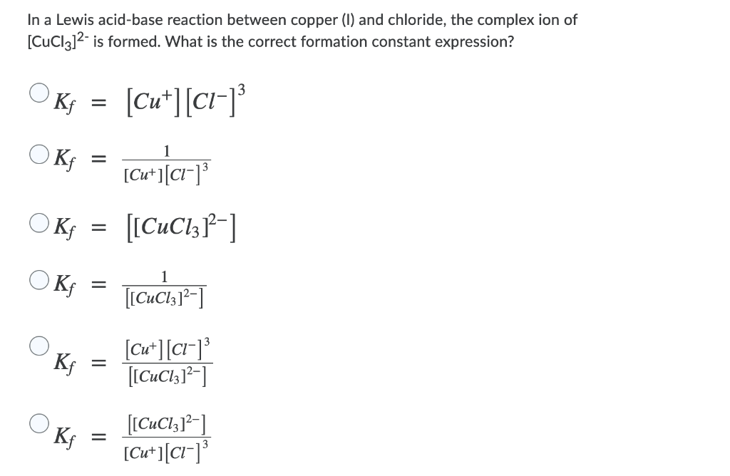 Solved In a Lewis acid-base reaction between copper (I) and | Chegg.com