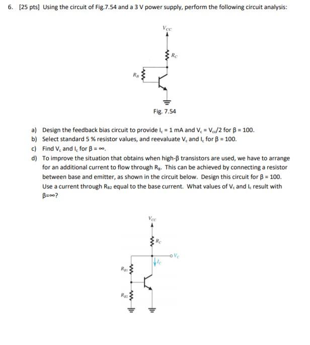 Solved 6. (25 pts] Using the circuit of Fig.7.54 and a 3 V | Chegg.com