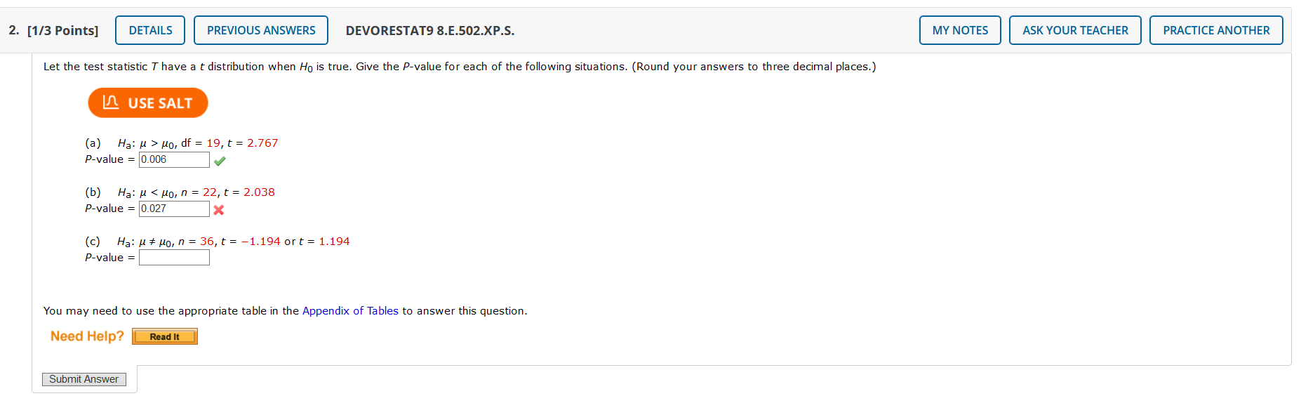 Solved 2. [1/3 Points] DETAILS PREVIOUS ANSWERS DEVORESTAT9 | Chegg.com