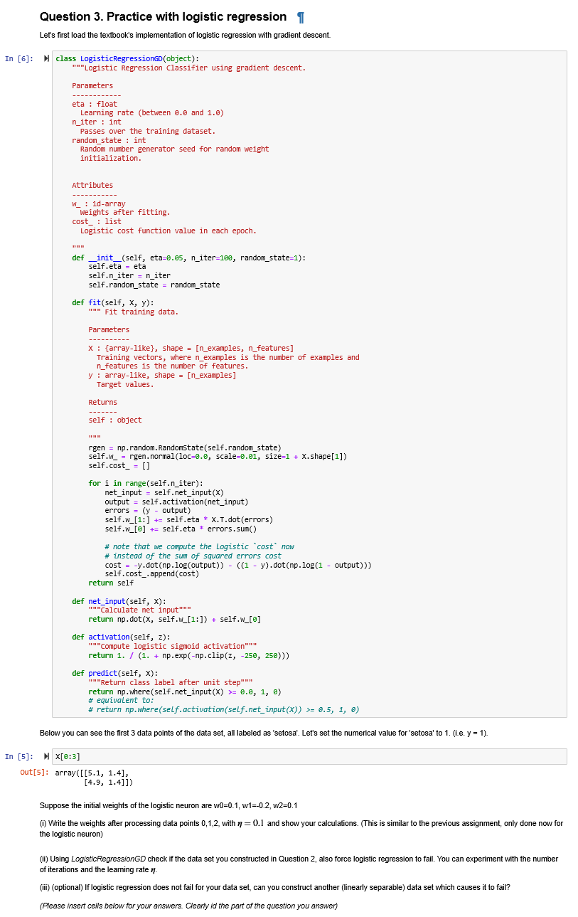 Question 3. Practice with logistic regression 1 Let's | Chegg.com