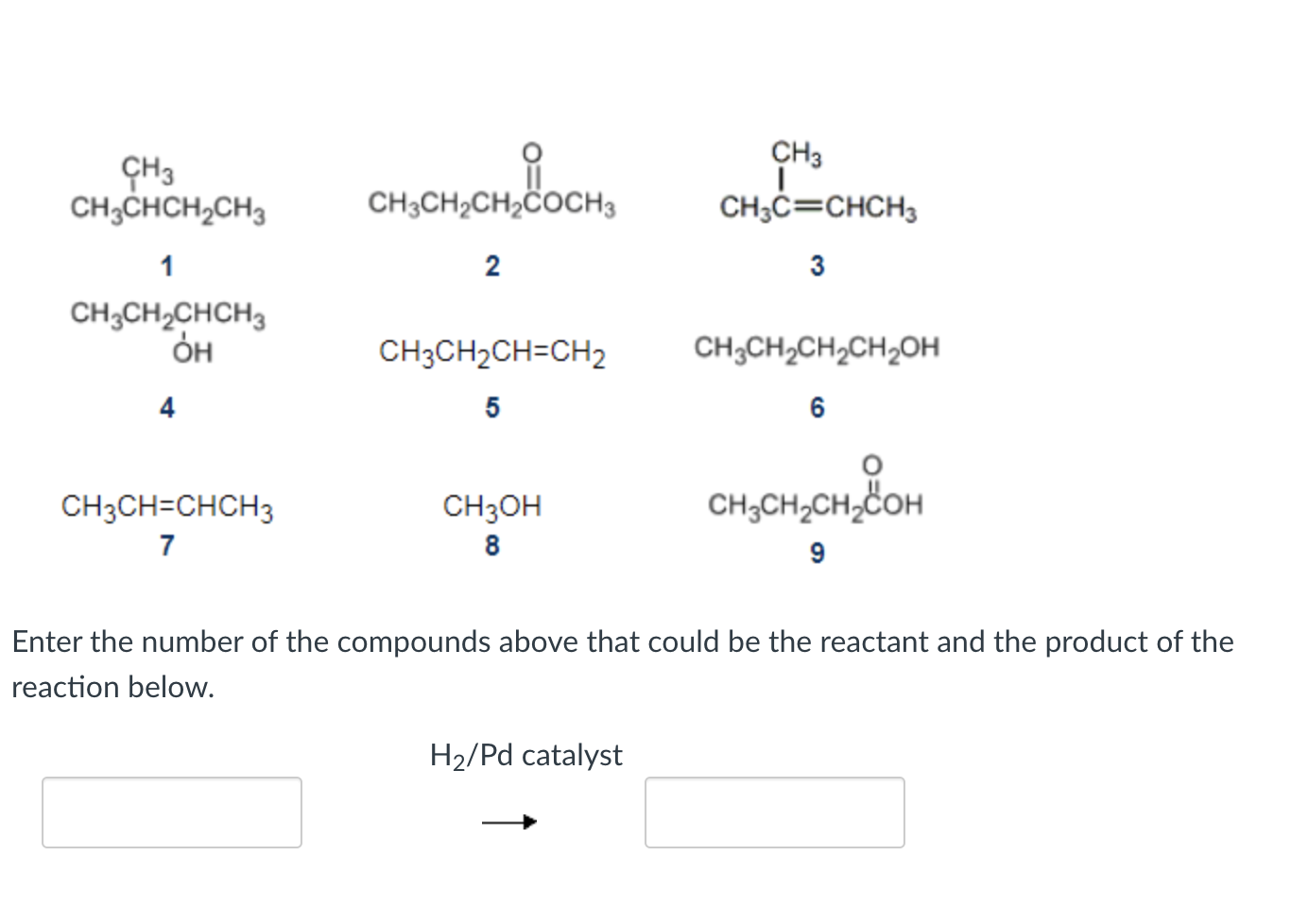 Solved CH3 CH CHO CH3CH2CH2COCH CH3C=CHCH3 CH3 CH3CHCH2CH3 1 | Chegg.com