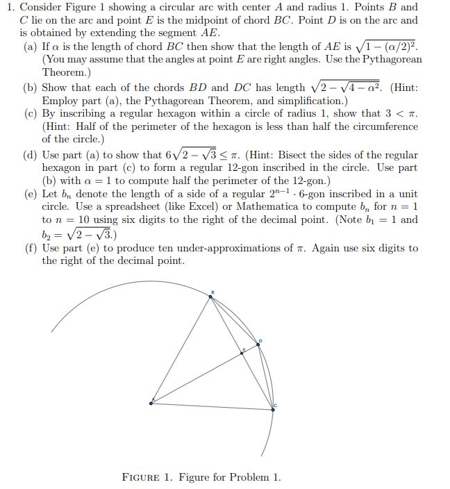 Solved 1. Consider Figure 1 showing a circular arc with | Chegg.com