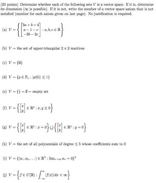 Solved (20 points) Determine whether each of the following | Chegg.com