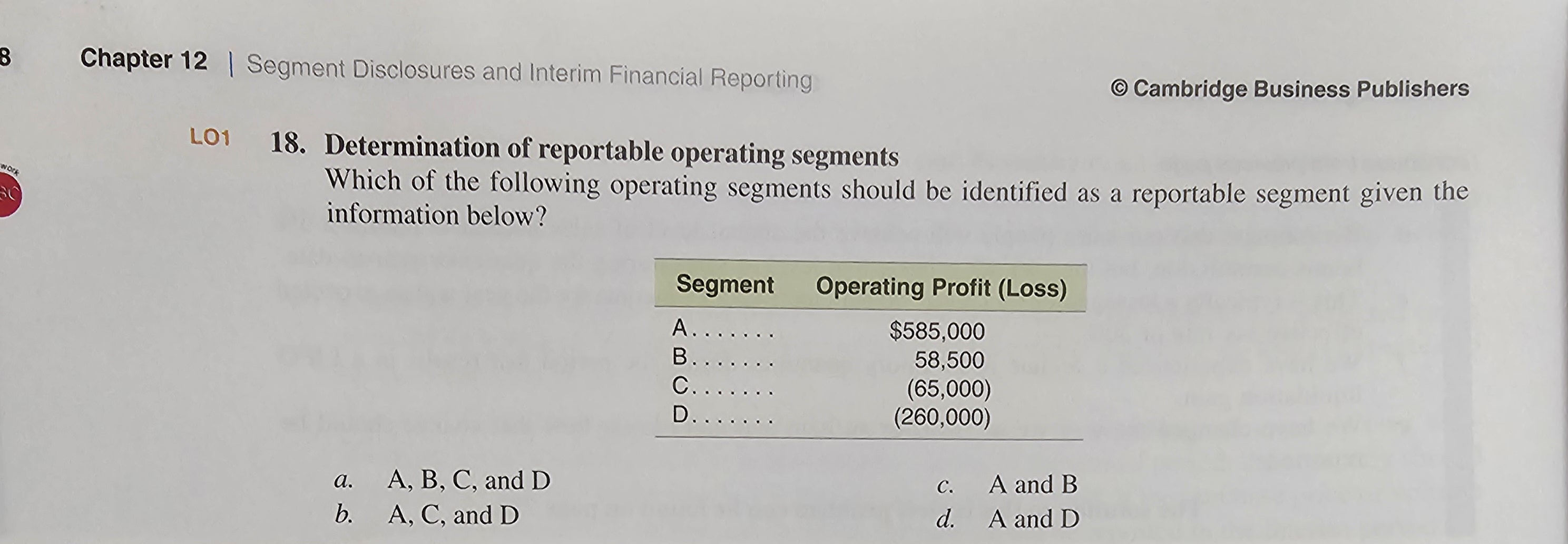8. Determination of reportable operating segments | Chegg.com