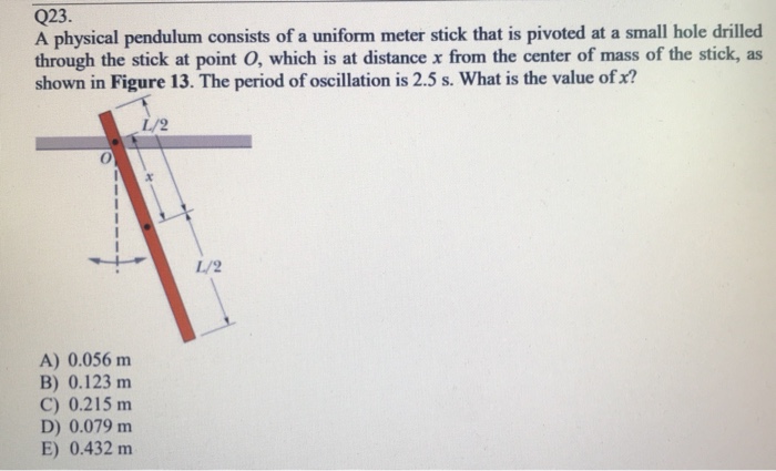 Solved Q23 A physical pendulum consists of a uniform meter | Chegg.com