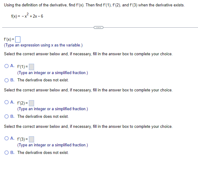 Solved Using the definition of the derivative, find f′(x). | Chegg.com